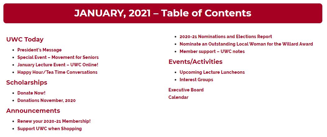 MESSAGES Newsletter – University Women's Club (UWC)